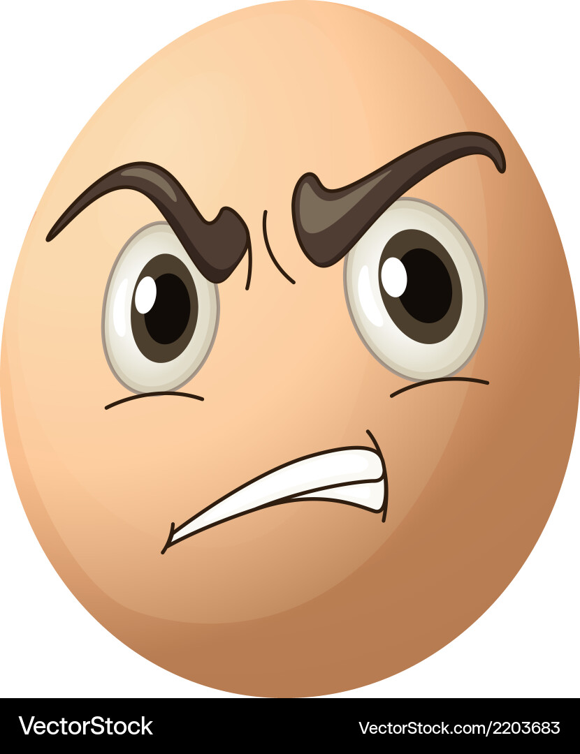 An egg with angry face Royalty Free Vector Image