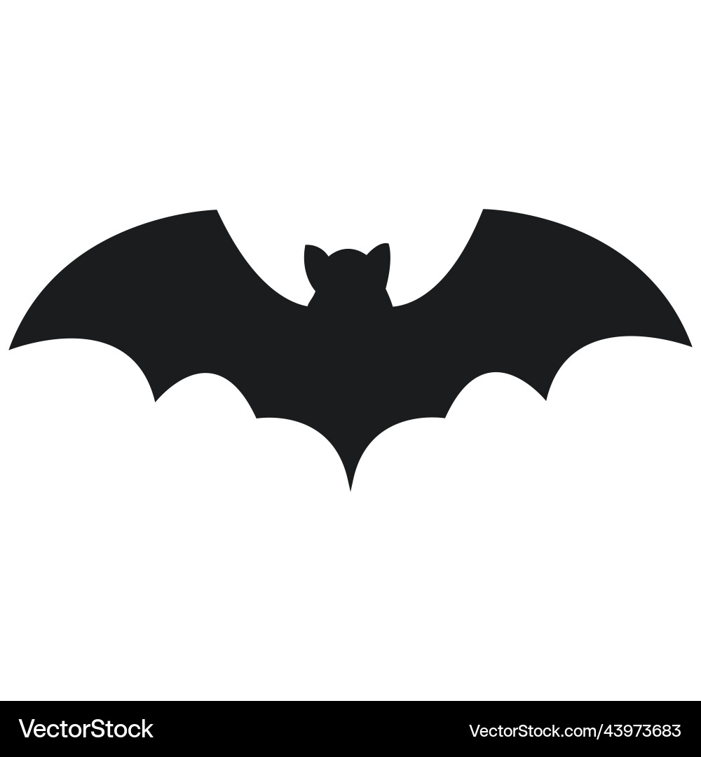 Black cartoon bat silhouette halloween element Vector Image