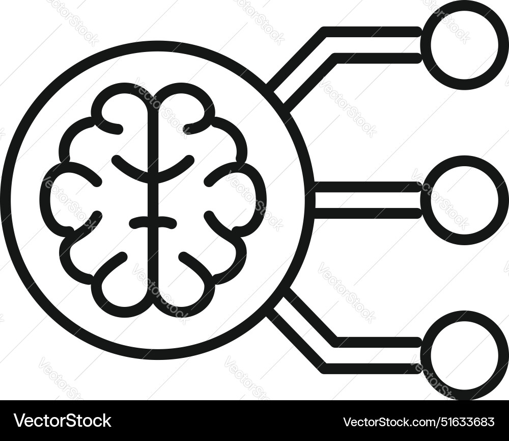 Brain chip connecting to a digital network icon Vector Image