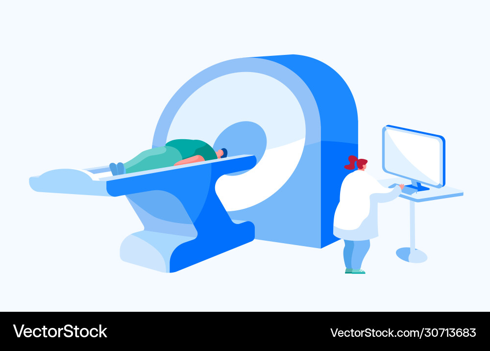 Doctor character looking at results patient Vector Image