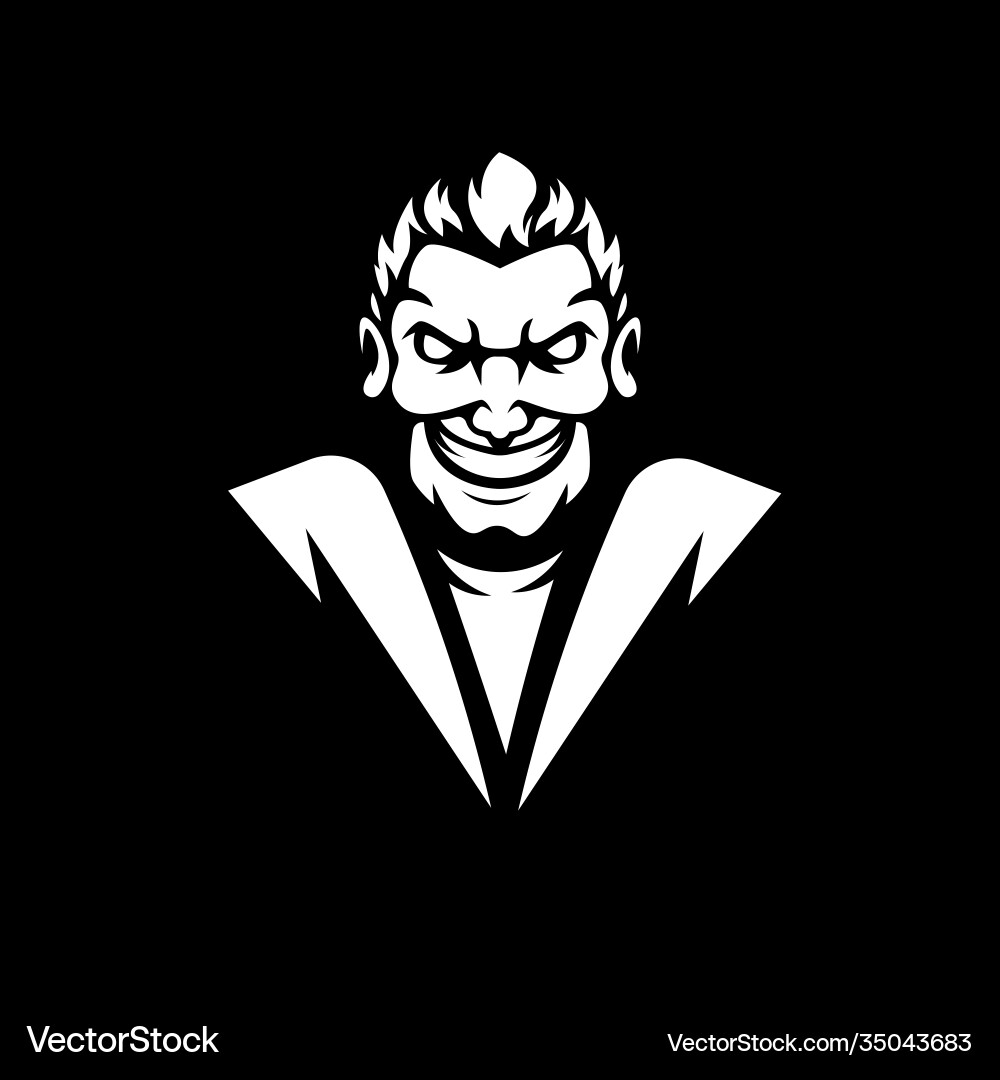 Mad man mascot logo black and white version Vector Image