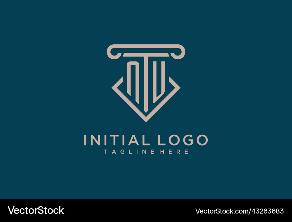 Nu initial with pillar icon design clean Vector Image