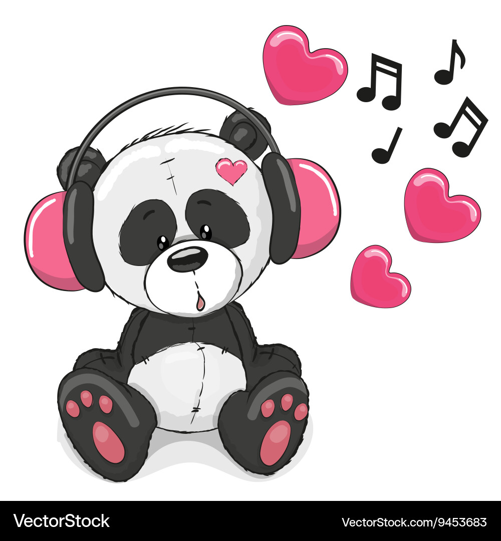 Panda with headphones Royalty Free Vector Image