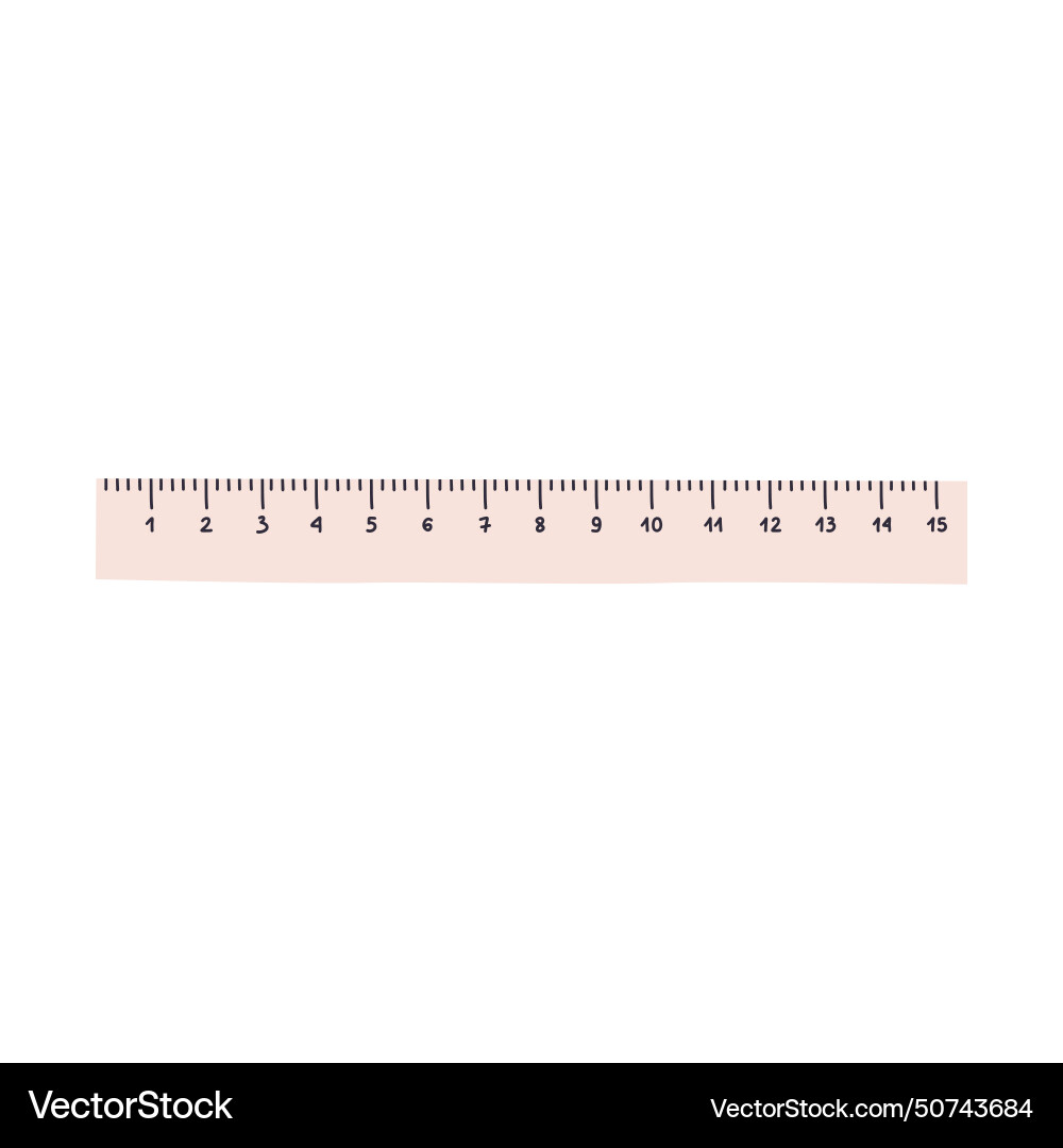 Cute hand drawn plastic ruler in cartoon style Vector Image