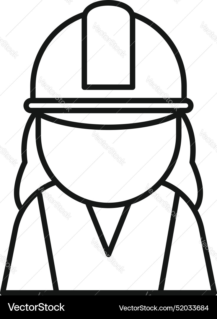 Female construction worker wearing hard hat line Vector Image
