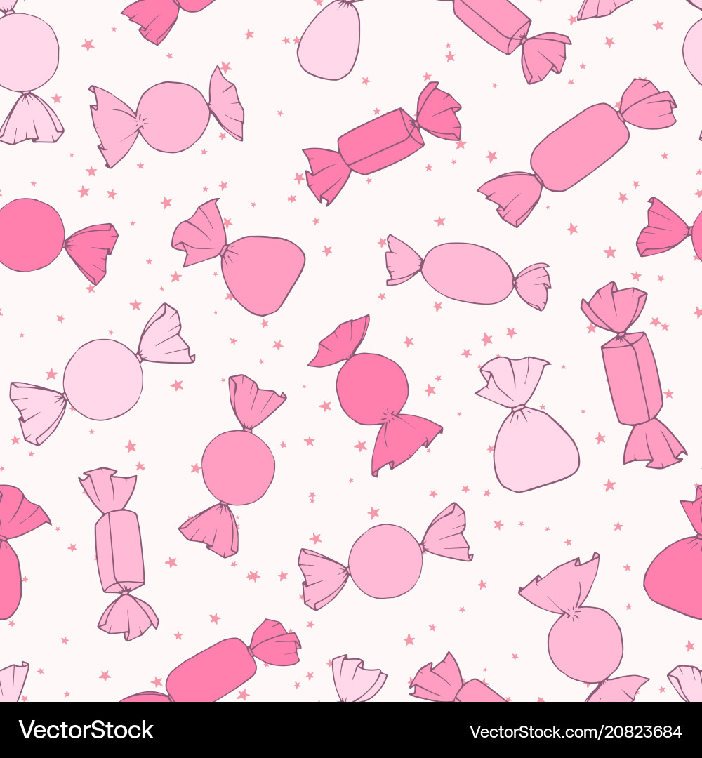 Hand drawn pink candies seamless pattern Vector Image