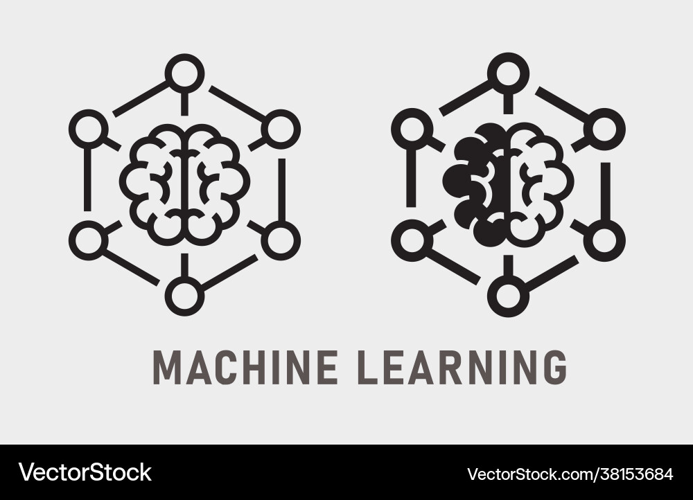Machine learning icon on white background Vector Image
