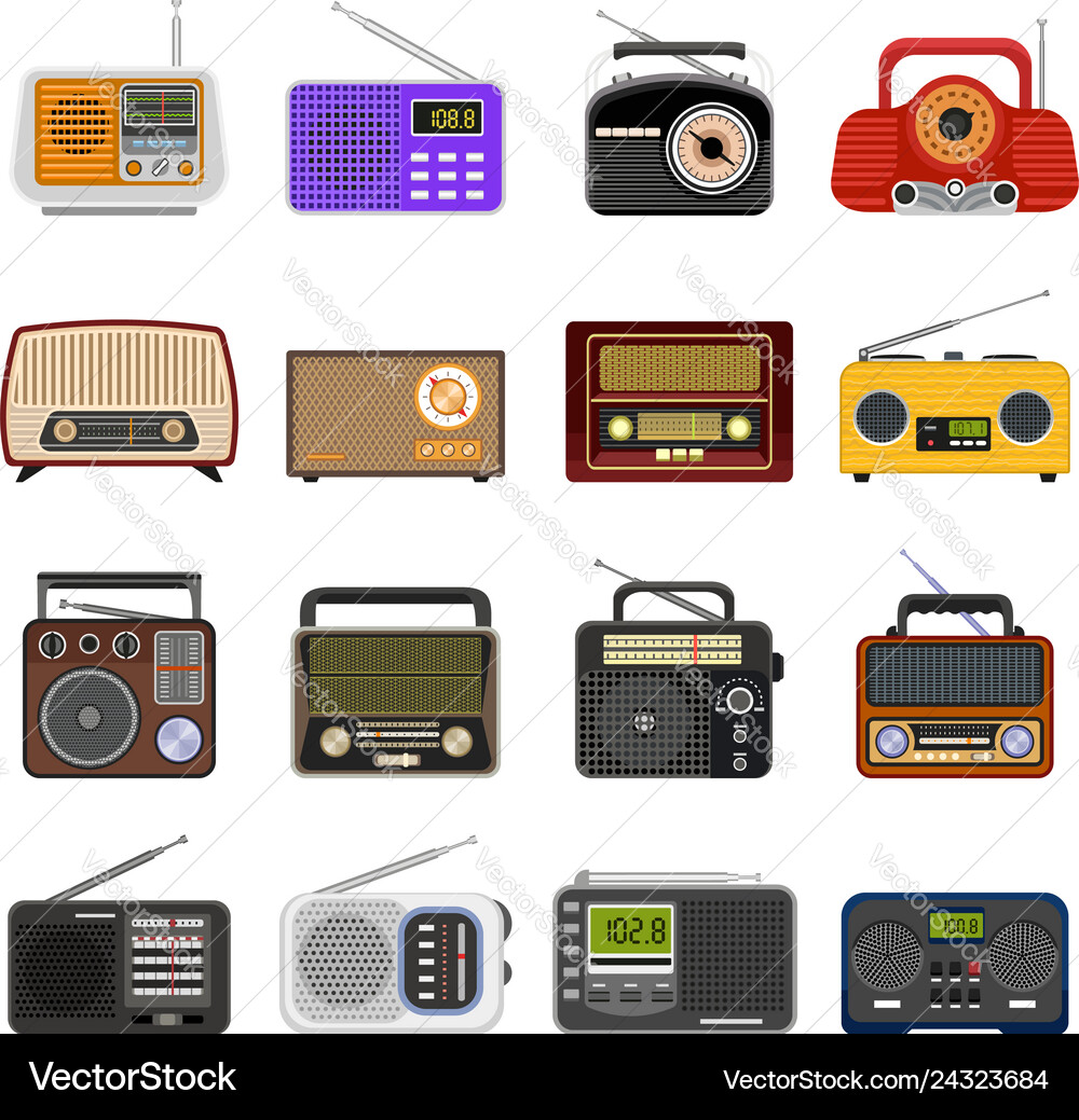 Retro Radio Icons Set Royalty Free Vector Image