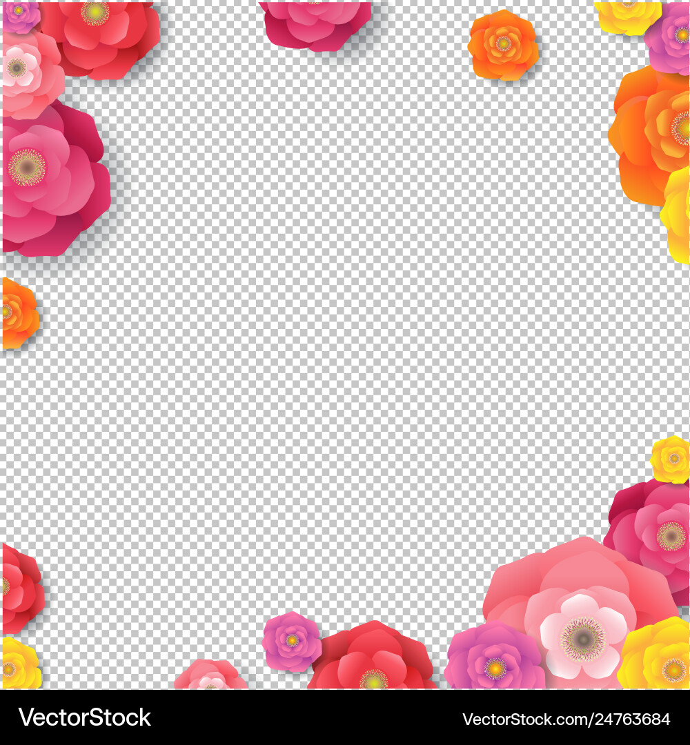 Spring border with flowers transparent background Vector Image