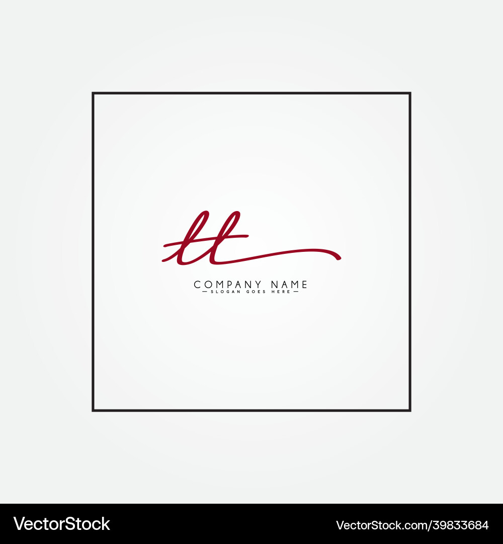 TT Initial Signature Logo - Elegant Handwriting Vector Image