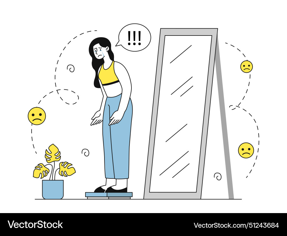 Woman with anorexia simple Royalty Free Vector Image