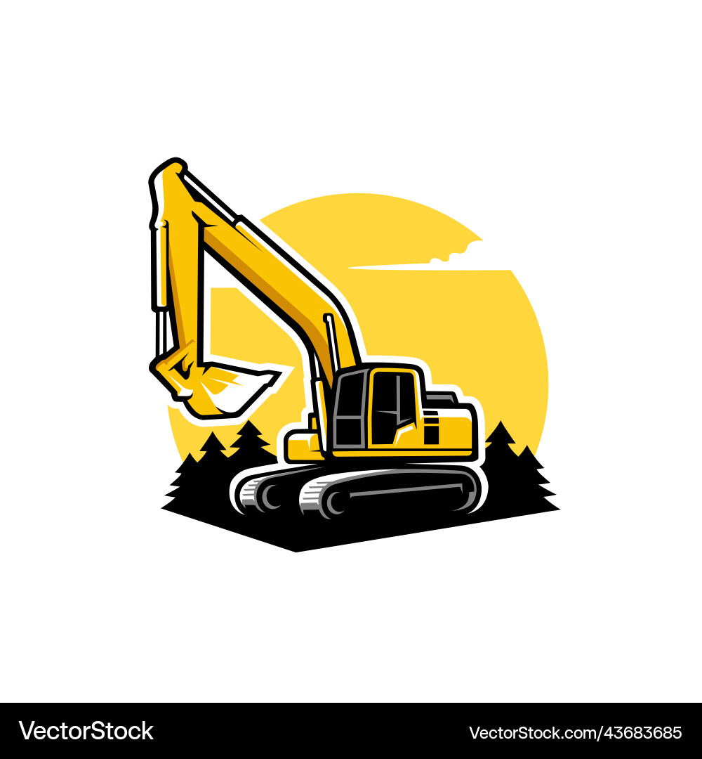 Excavator loader - heavy construction machine Vector Image