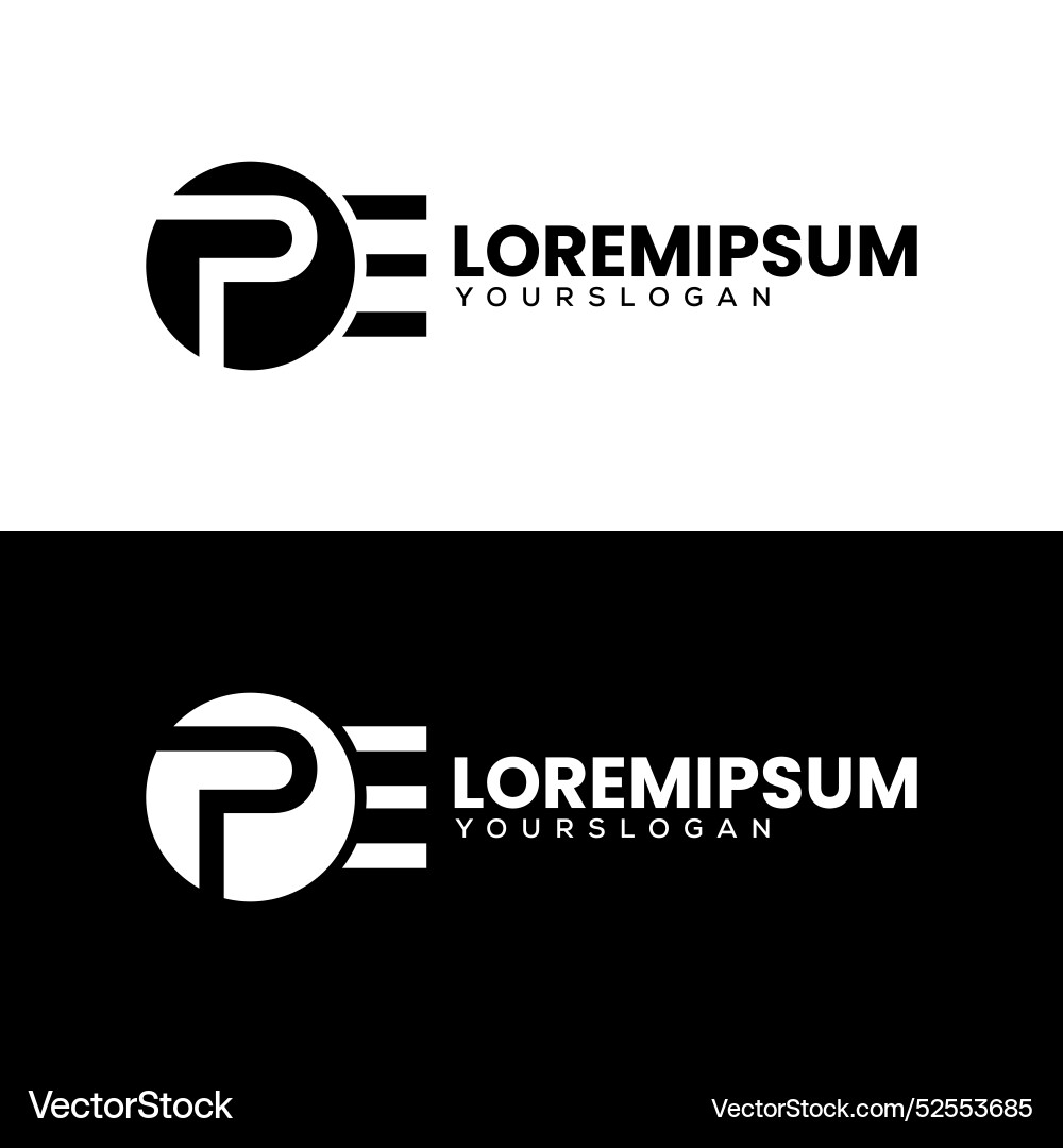 Letter p e creative icon logo design Royalty Free Vector