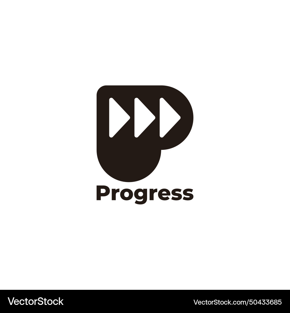 Letter p next progress arrow simple logo Vector Image