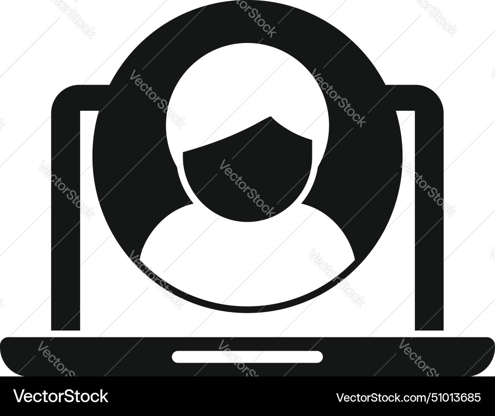 Motivational speaker online laptop call icon Vector Image
