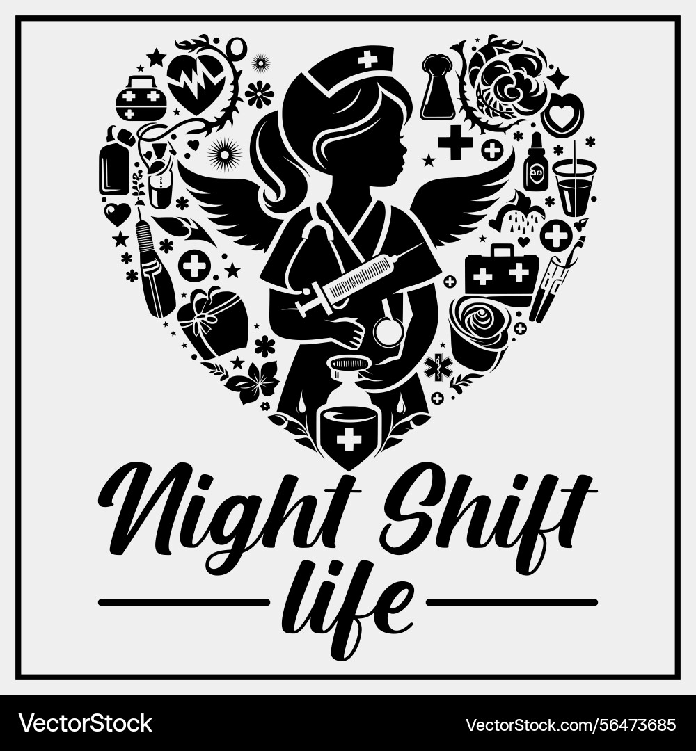 Night shift nurse t-shirt design svg Royalty Free Vector