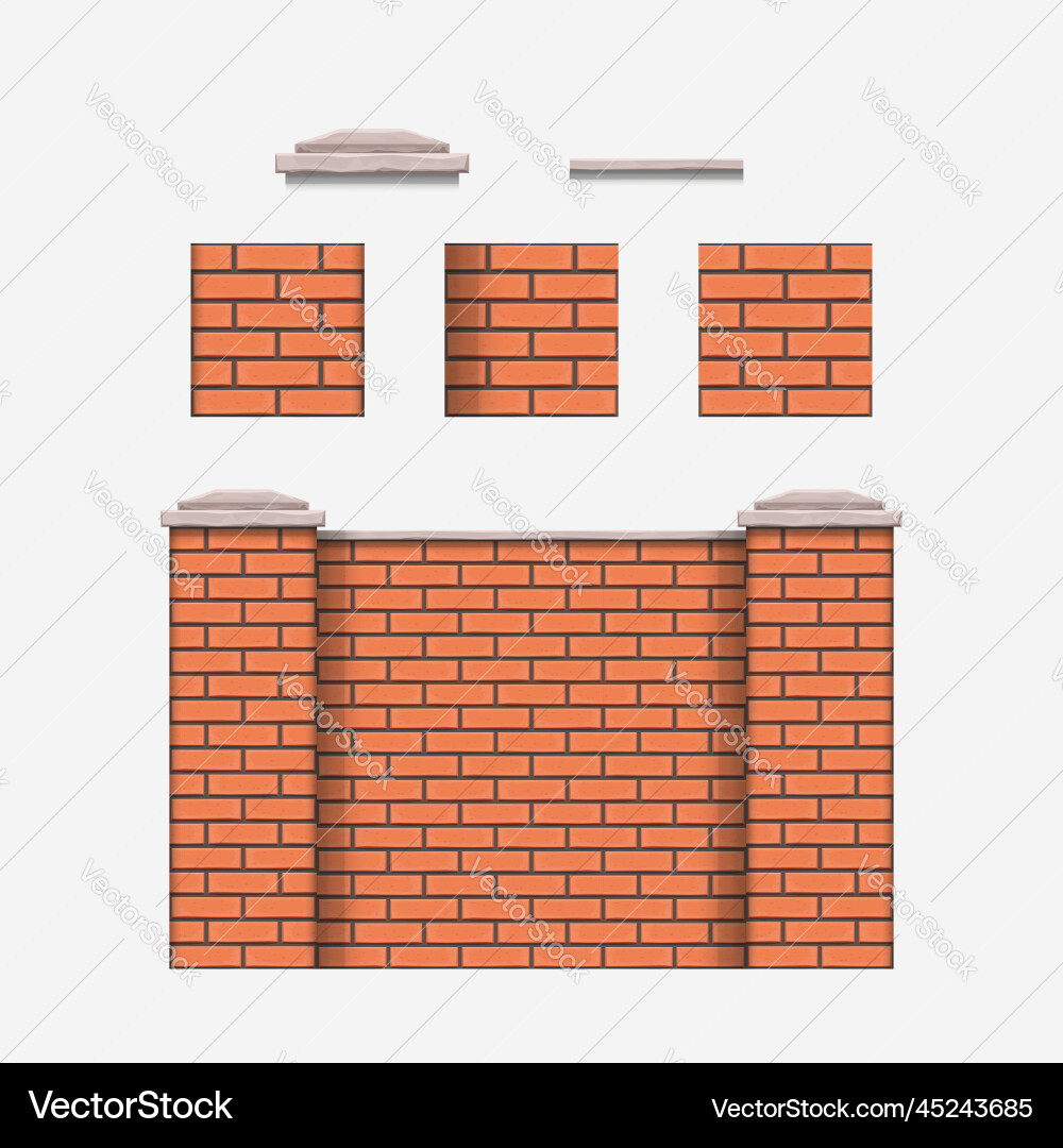 Red brick wall elements seamless pattern isolated Vector Image