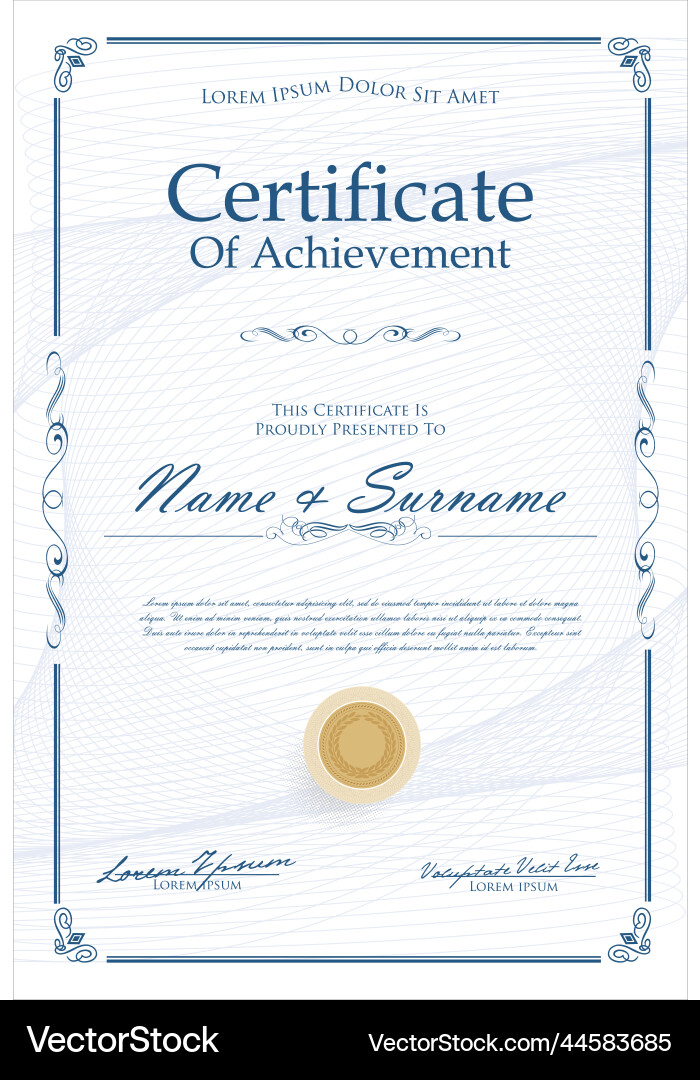 Retro Certificate Template Royalty Free Vector Image