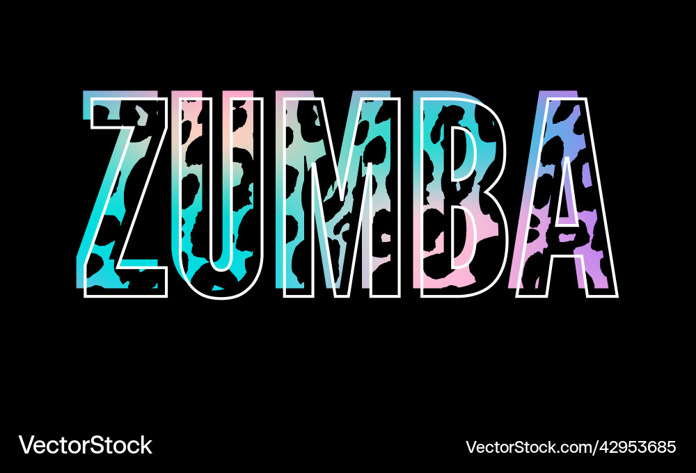 Slogan zumba dance studio multicolor sliced word Vector Image
