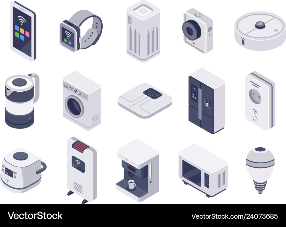 Smart Home IoT Devices - Isometric Royalty Free Vector Image