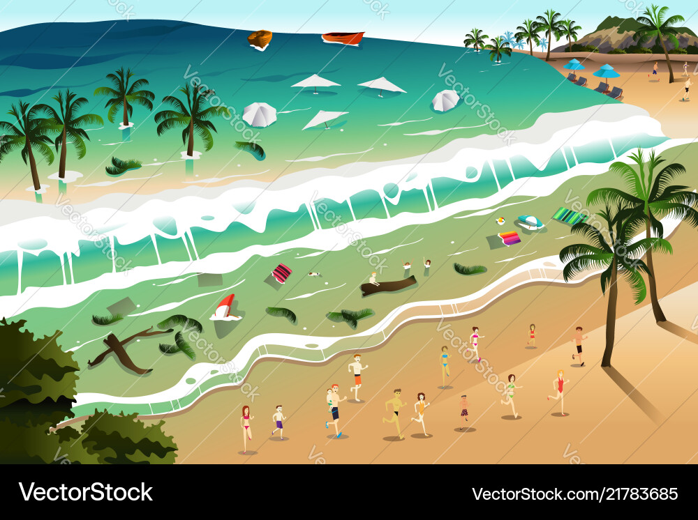 Tsunami Disaster Scene Royalty Free Vector Image
