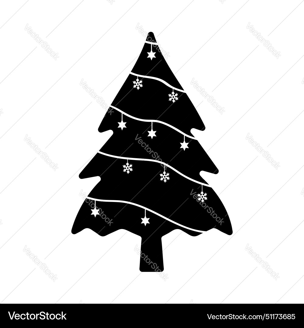 Weihnachtsbaum Silhouette Lizenzfreies Vektorbild