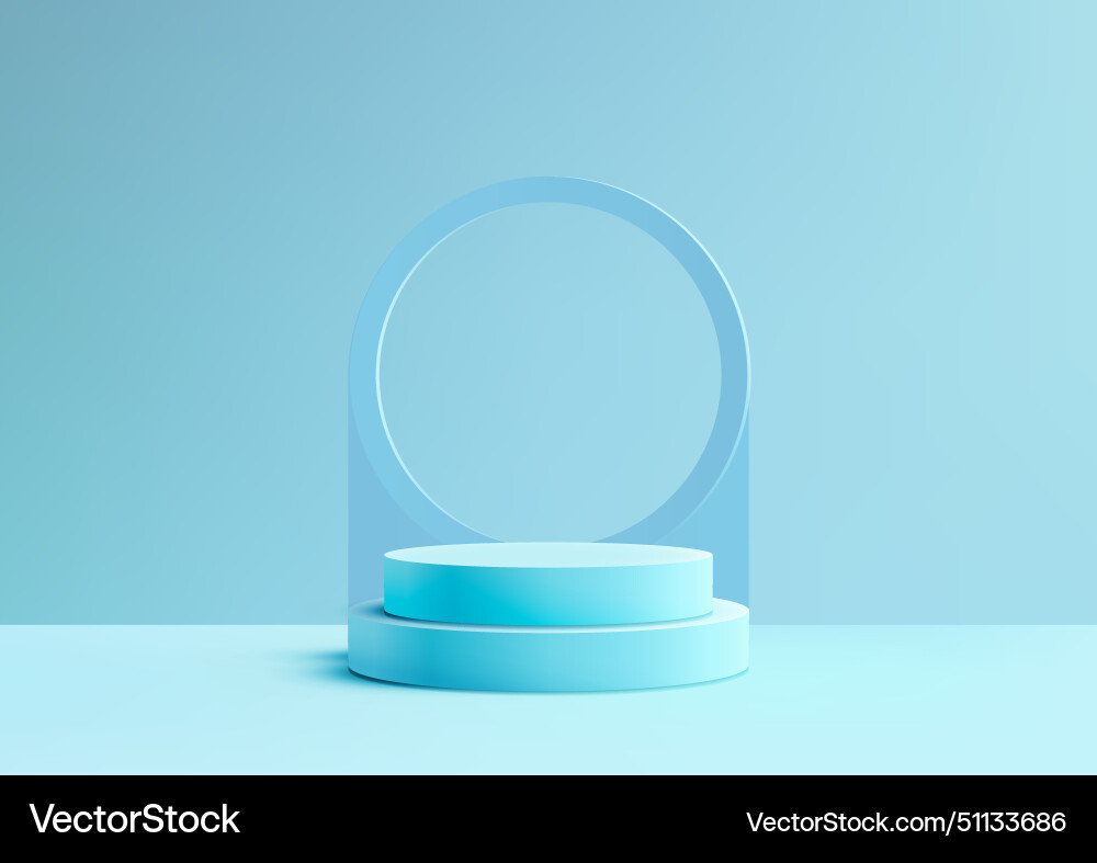3d blue podium with a circle cut out in the Vector Image