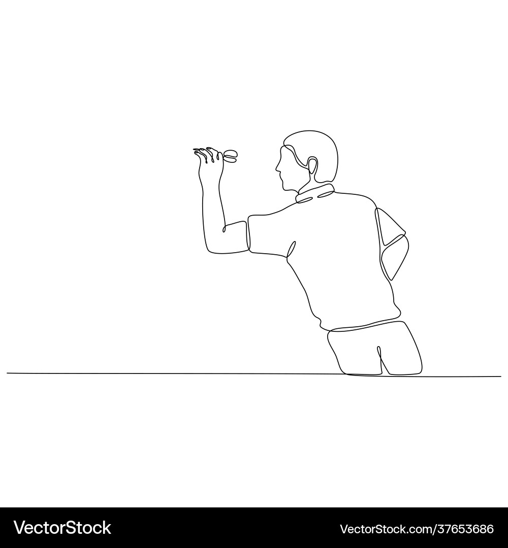 Continuous line drawing sport dart Royalty Free Vector Image
