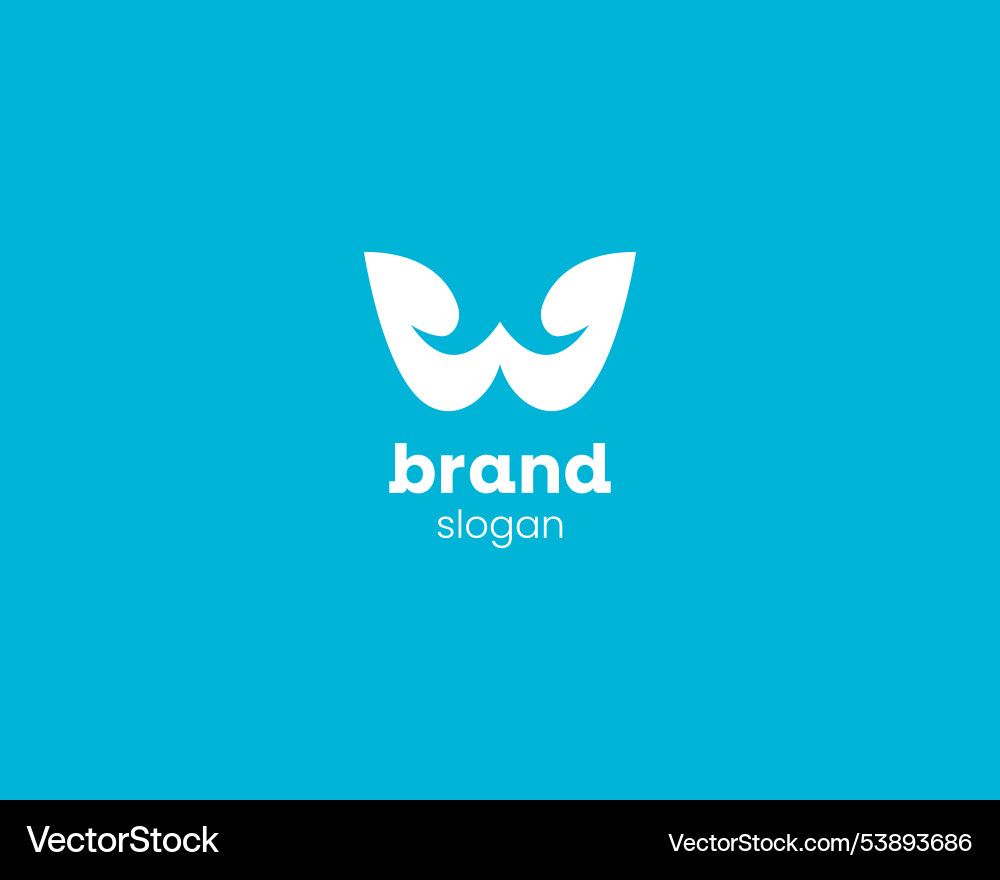 Creative simple initial letter w with leaf Vector Image