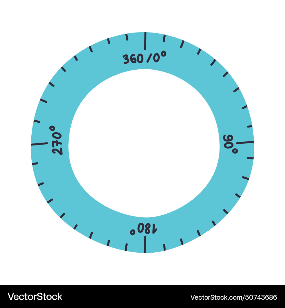 Cute hand drawn plastic circular protractor ruler Vector Image