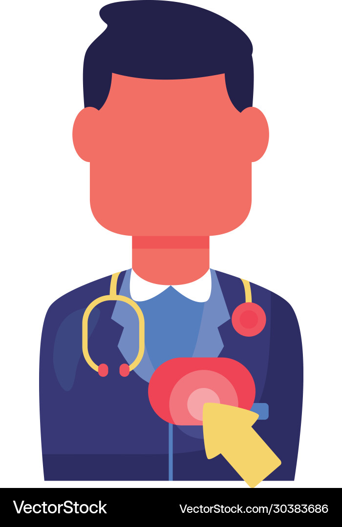 Doctor with mouse cursor detaild style Royalty Free Vector