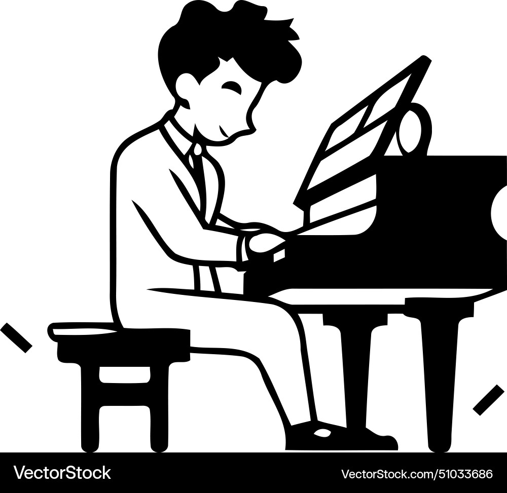 Piano player in flat style isolated on white Vector Image