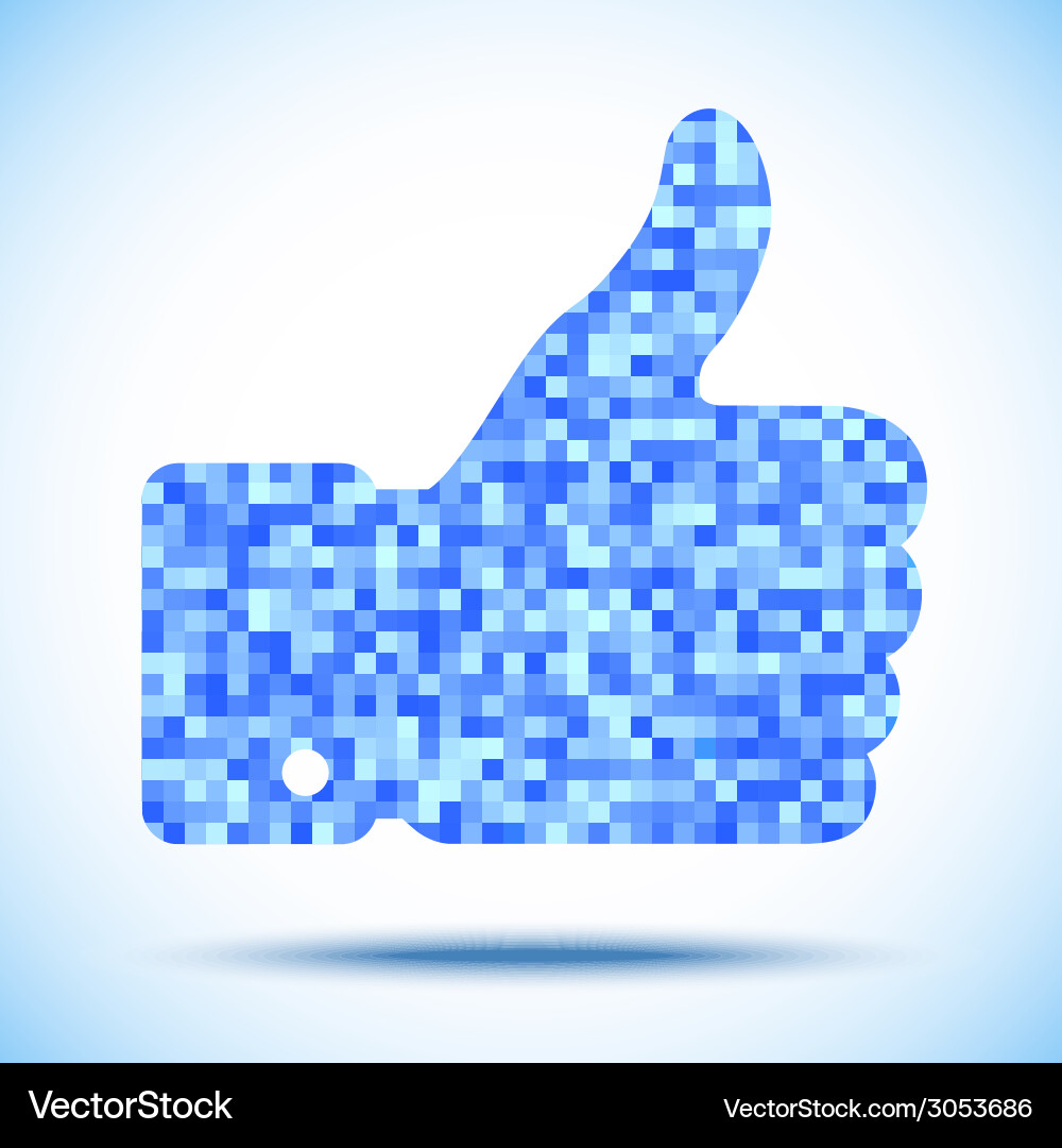 Pixelated thumb up Royalty Free Vector Image - VectorStock