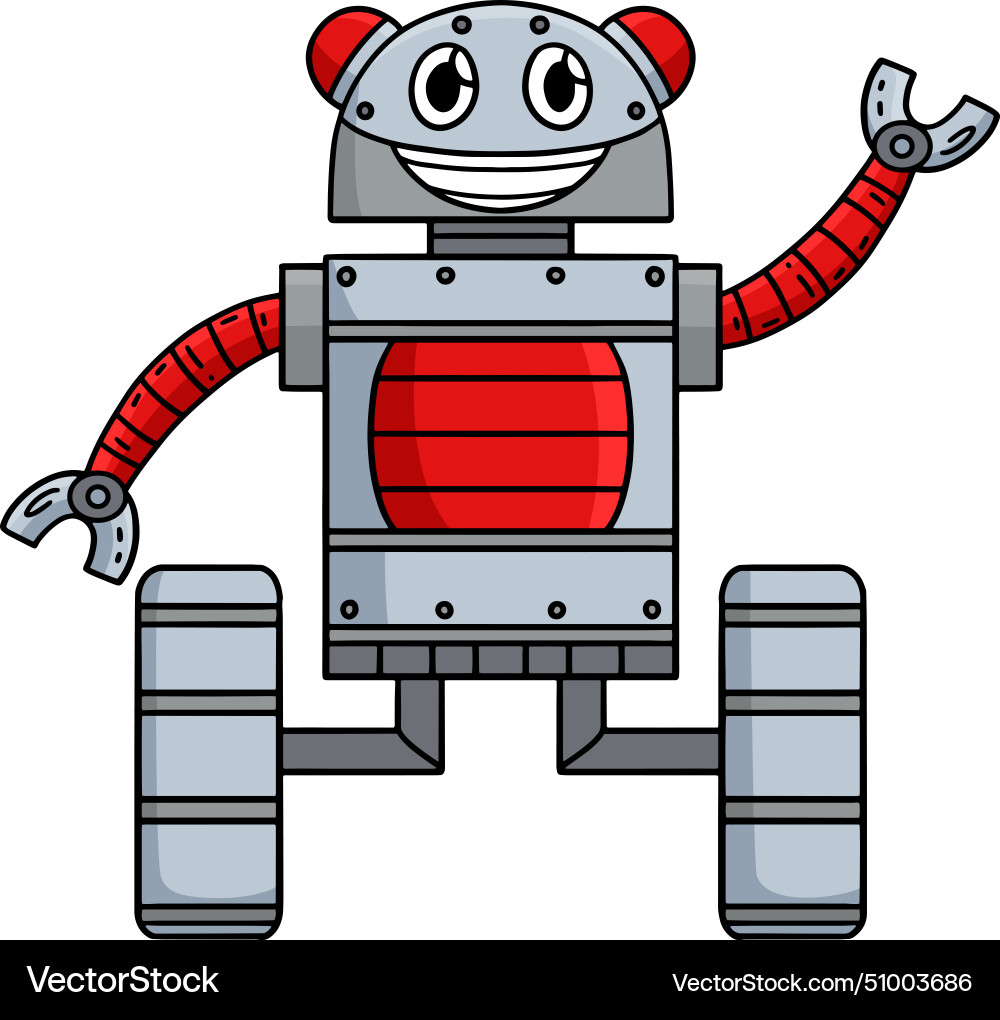 Robot with wheels cartoon colored clipart Vector Image