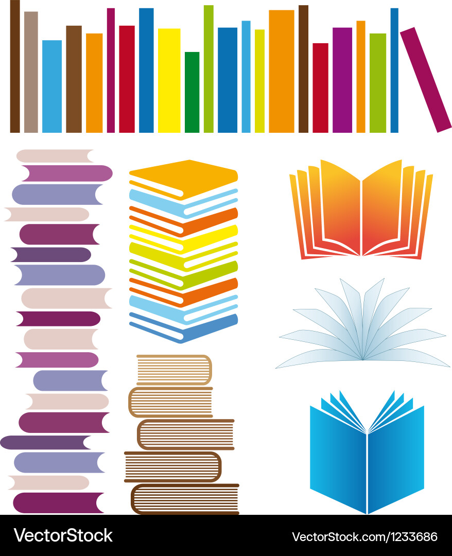 Set of book arrangements Royalty Free Vector Image