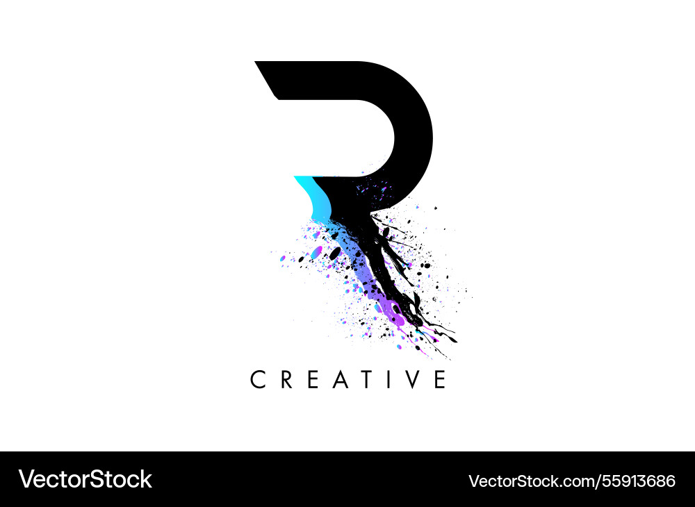 Splash letter r logo design paint Royalty Free Vector Image