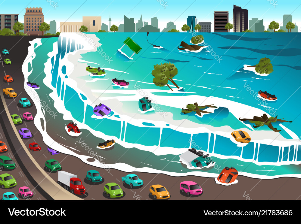 Tsunami Disaster Wave Royalty Free Vector Image