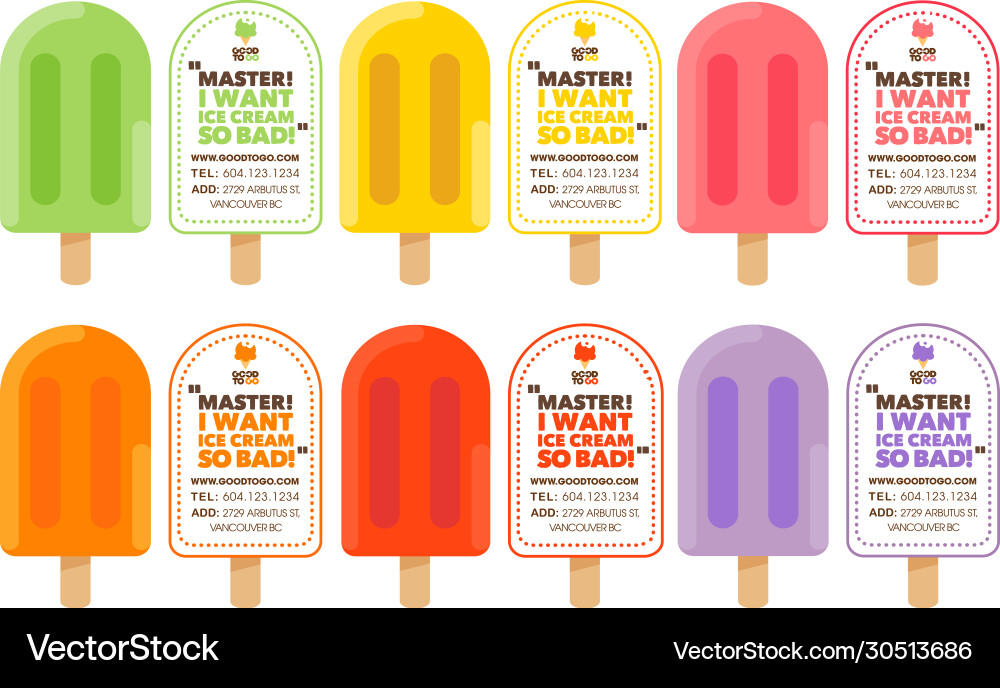 Vibrant Ice Cream Shapes - Business Card Vector Image