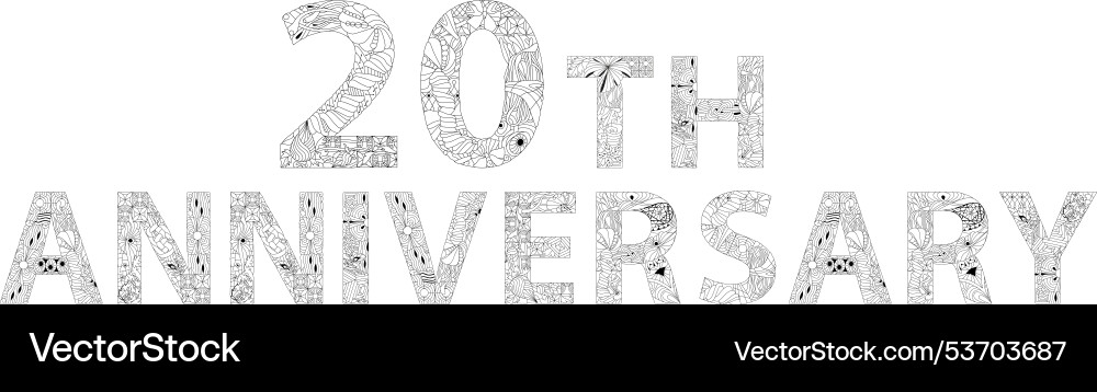 20 years anniversary emblem for coloring Vector Image