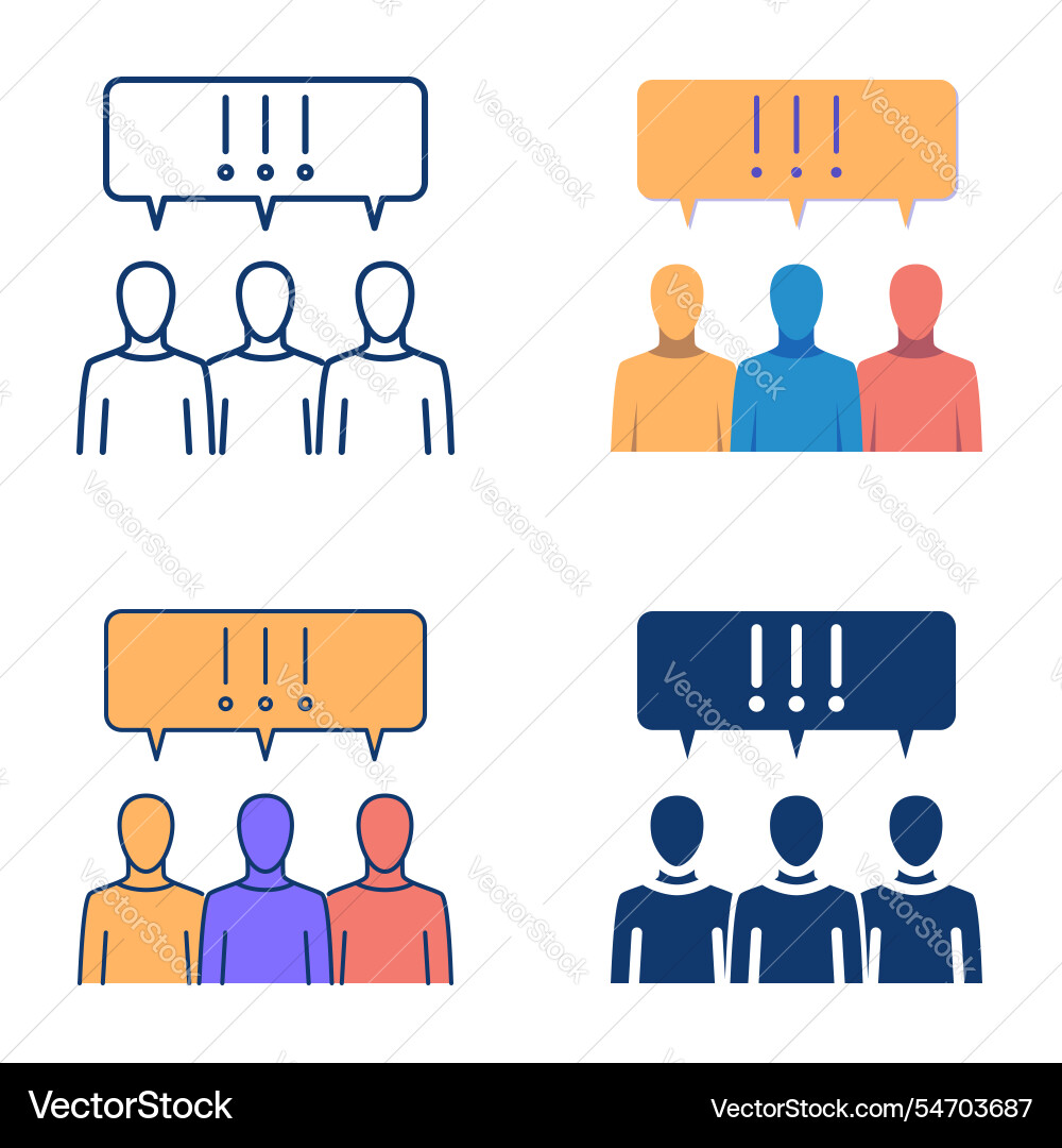 Collective action icon set in flat and line style Vector Image