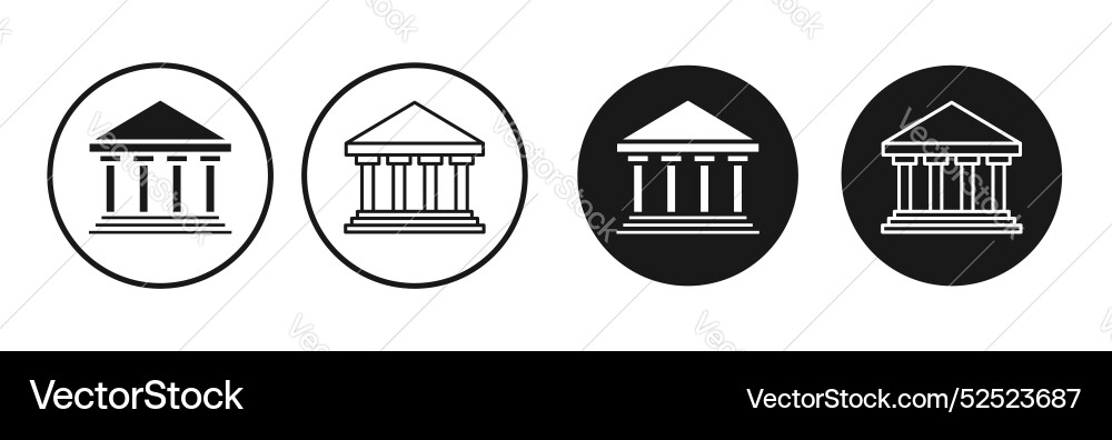 Courthouse icon set black filled and outlined Vector Image