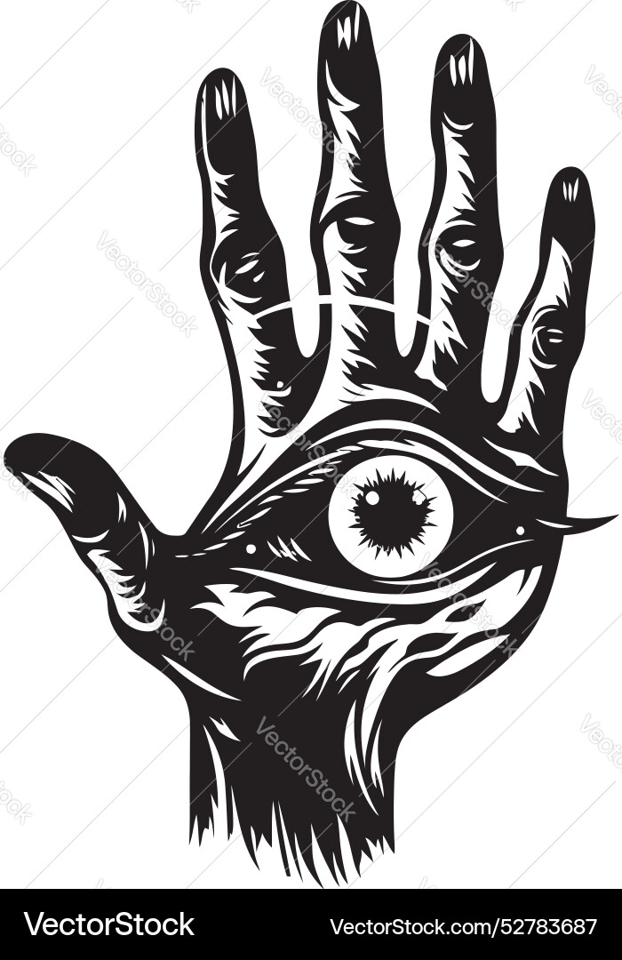 Hellfire vision devil hand holding eyeball icon Vector Image