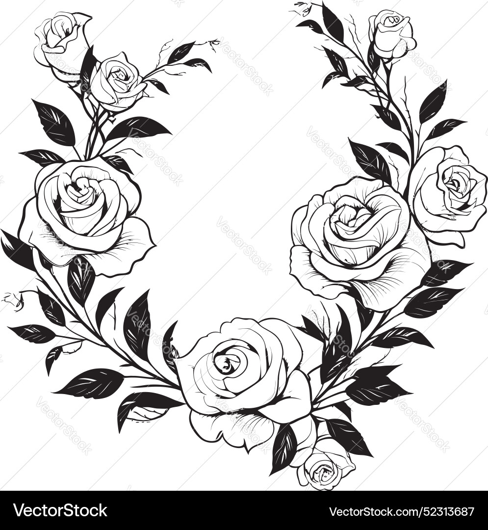 Intricate rose border graphics stylish petal Vector Image