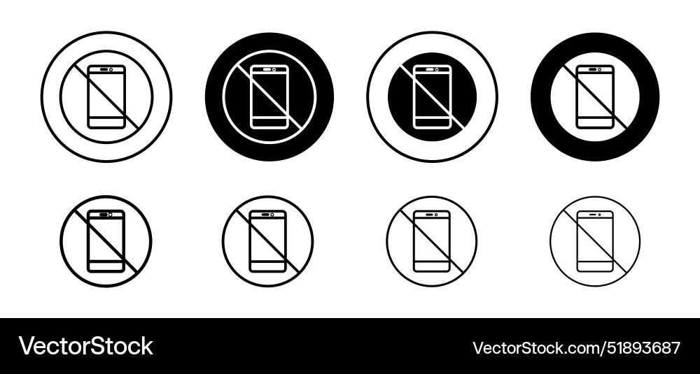 No phone icon set collection outline Royalty Free Vector