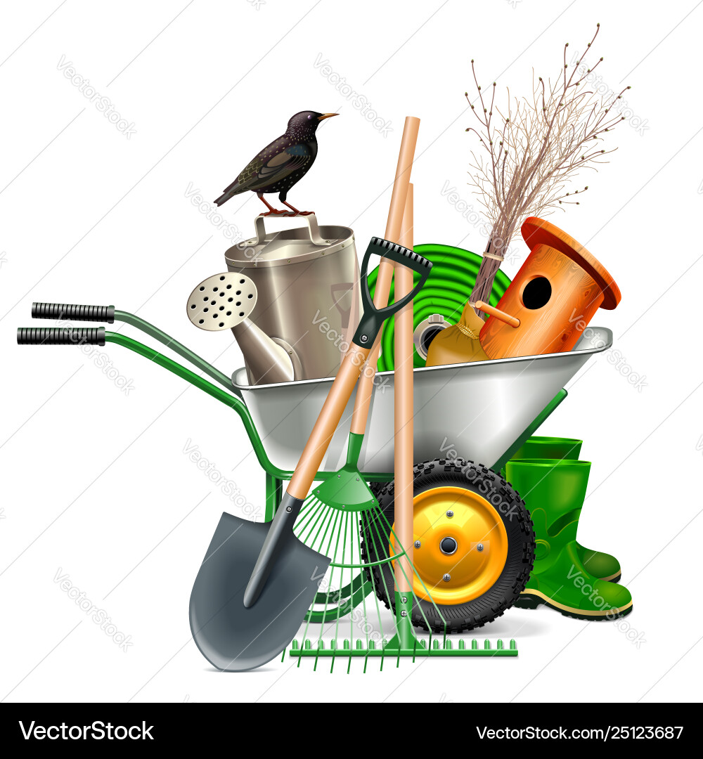 Spring garden tools Royalty Free Vector Image - VectorStock