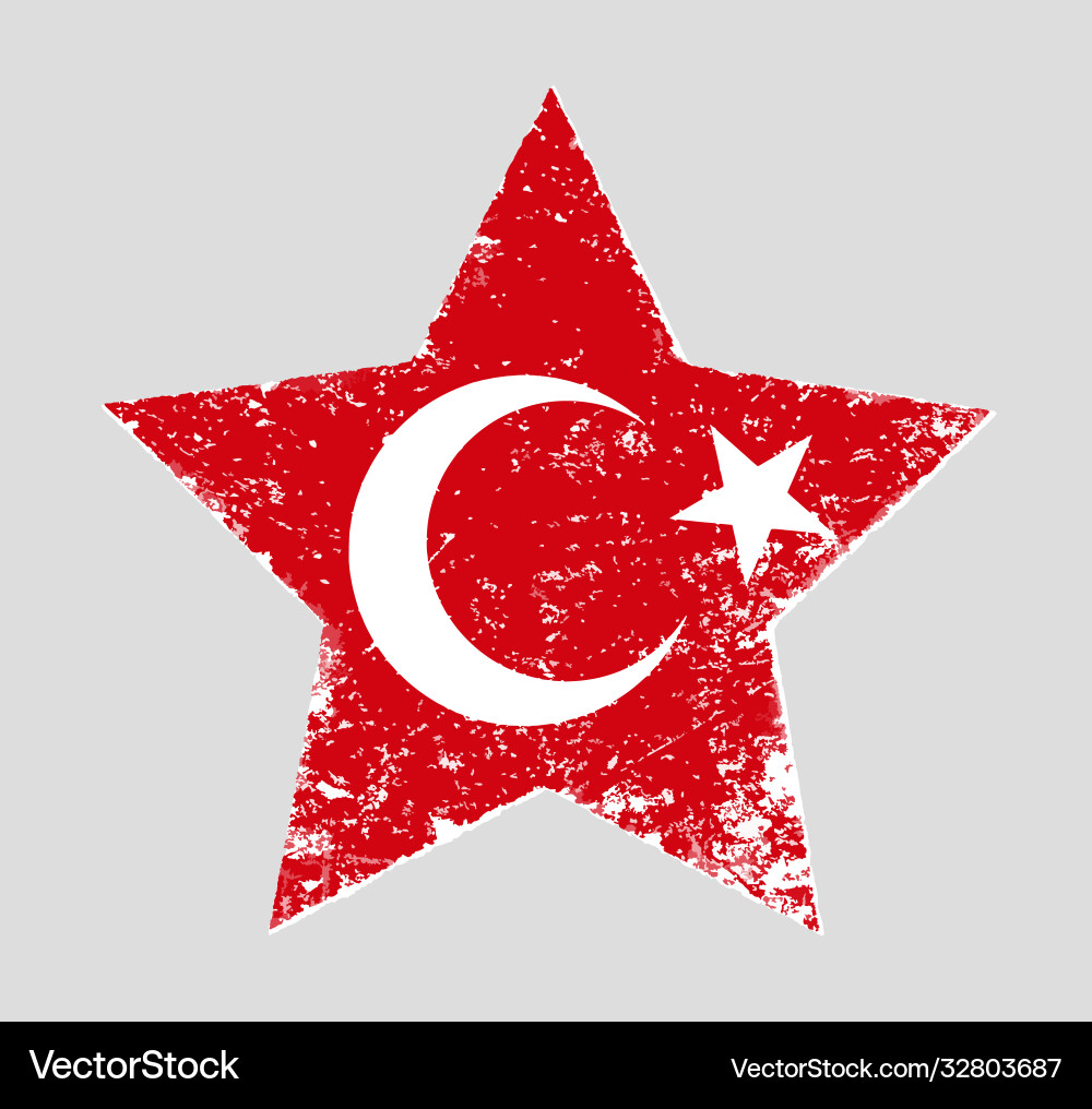 Star shaped grunge turkish flag Royalty Free Vector Image