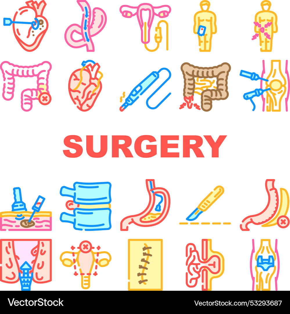 Surgery medical operation icons set Royalty Free Vector