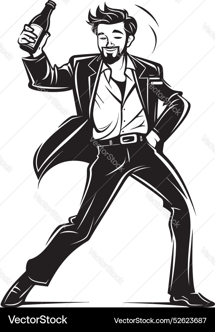 Tipsy tenderness drunken man design holding Vector Image