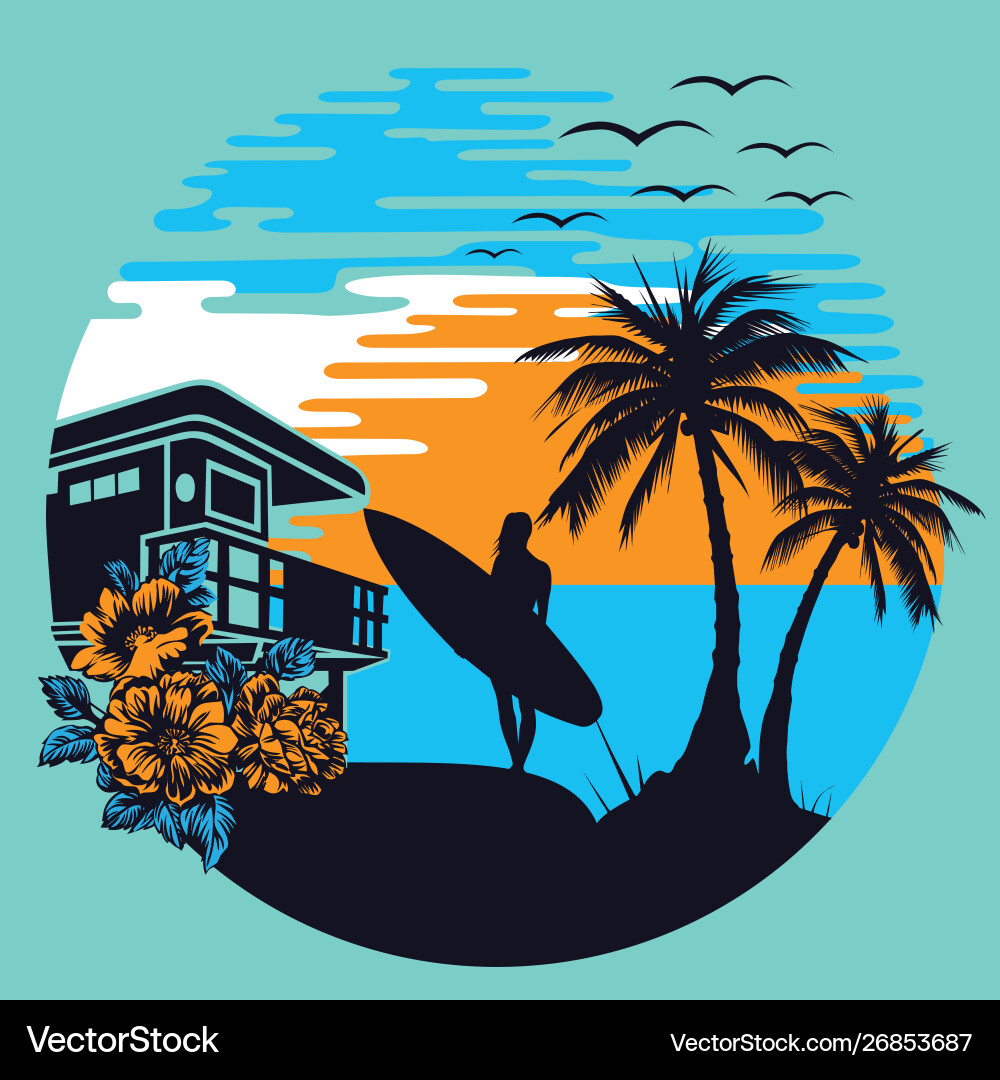 Tropical Surf Tee Royalty Free Vector Image - VectorStock