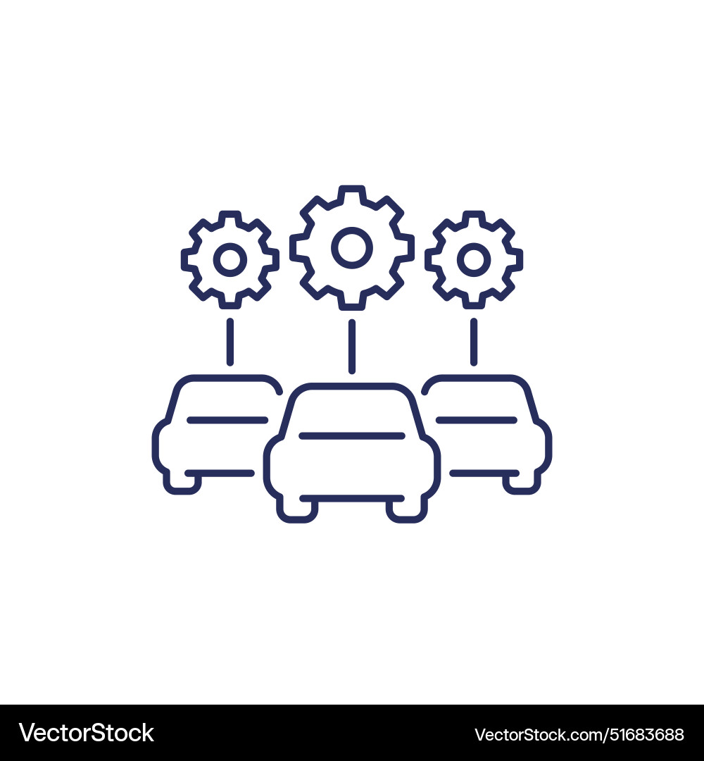 Car fleet management line icon on white Royalty Free Vector